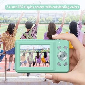 Digital Camera, FHD 1080P Portable Small Camera, Anti Shake Lightweight Compact Point and Shoot Camera, for Teens Adult Kids, Green