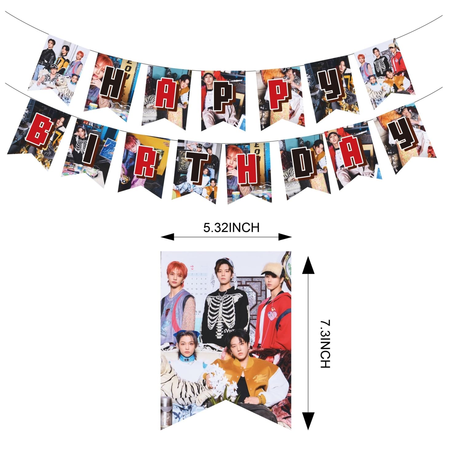 Stray Kids Merch 5 Star Party Decorations Include Happy Birthday Banners, Cake Toppers, Cupcake Toppers, Balloons