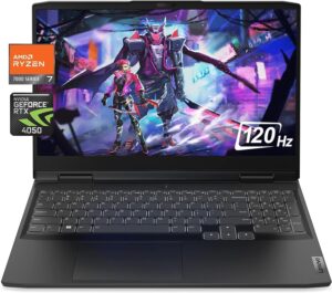 lenovo ideapad gaming 3 15.6" fhd(1920x1080) gaming laptop, 120hz, amd ryzen 7-7735hs(3.20 ghz), 8 core, 16gb ram, 512gb ssd, nvidia geforce rtx 4050, bk, windows 11, eat mouse pad, onyx grey