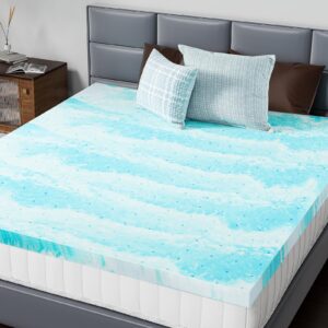 dumos 2 inch gel memory foam mattress topper twin - cooling, breathable blue