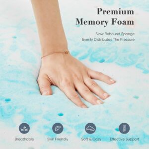 DUMOS 2 Inch Gel Memory Foam Mattress Topper Twin - Cooling, Breathable Blue