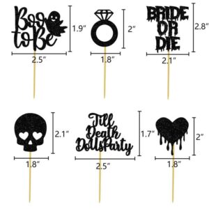 Halloween Bachelorette Cupcake Topper Boo To Be Ring Bride Or Die Skull Heart Blood Glitter Food Picks Horror Ghost Engagement Party Decorations Black