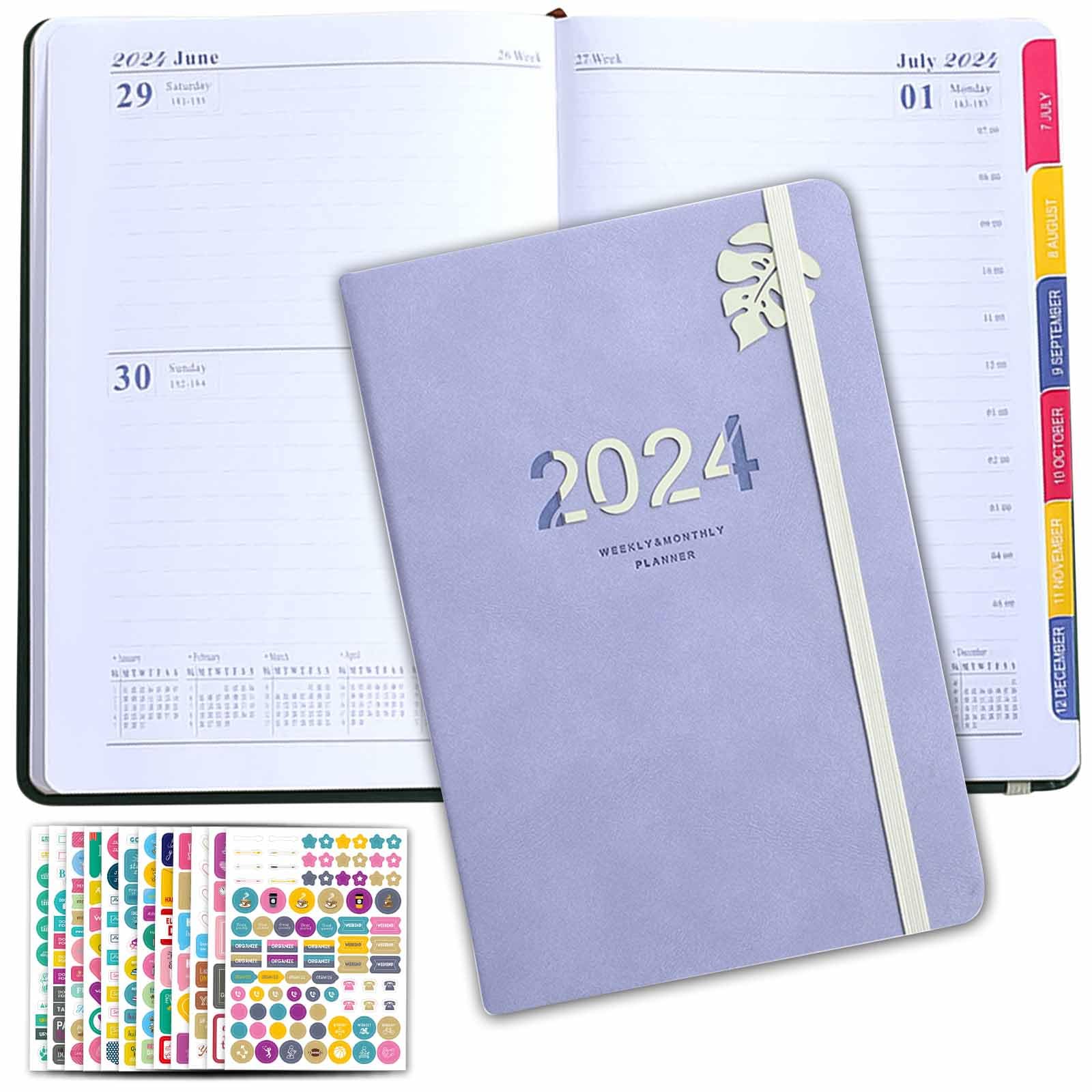 2024 Planner Weekly and Monthly, 2024 Planner 5.6" x 8.3", Academic Planner 2024,Planner Notebook with 12 Stickers,Appointment Books & Planners,Calendar Planner Jan. 2024 - Dec. 2024 (Purple 1)