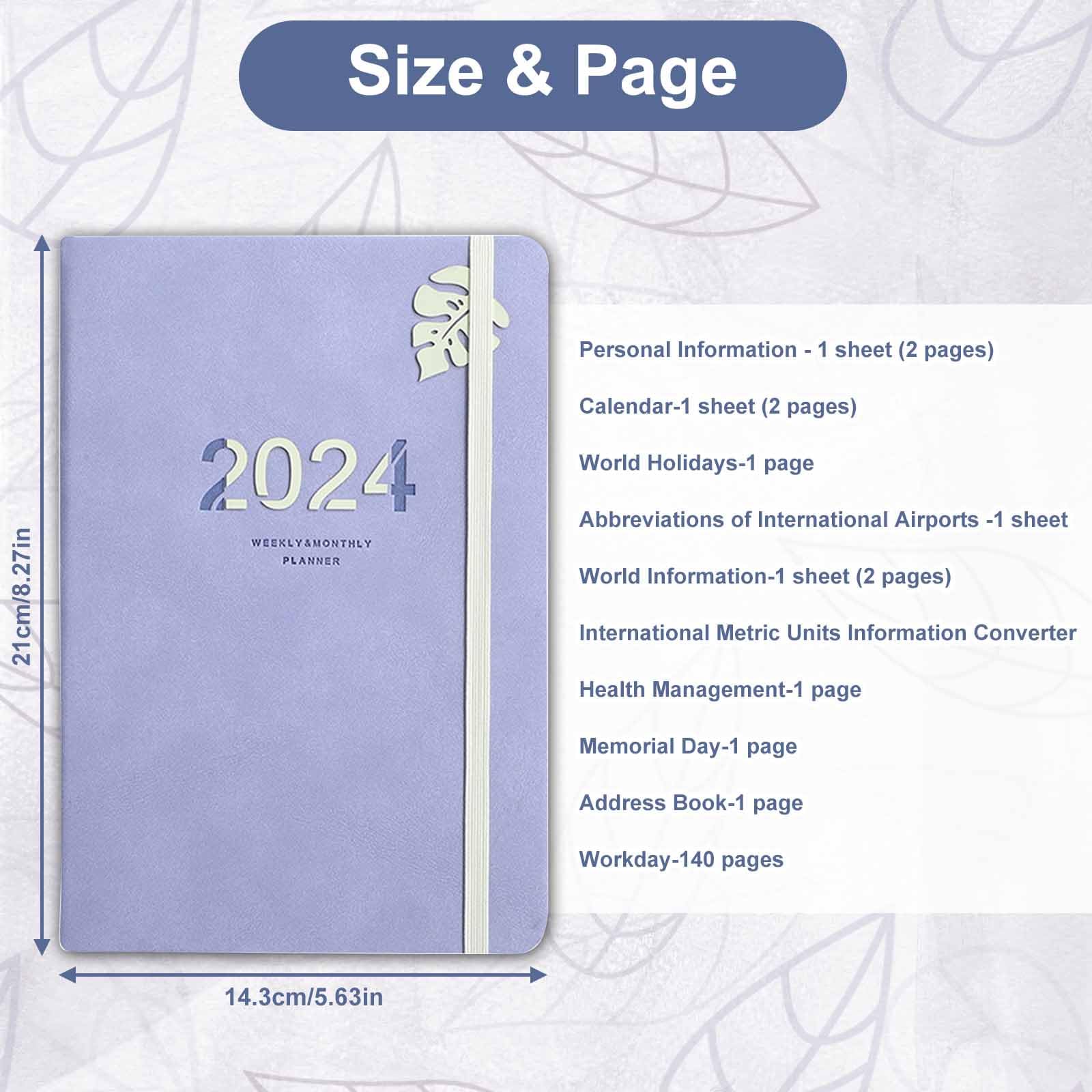 2024 Planner Weekly and Monthly, 2024 Planner 5.6" x 8.3", Academic Planner 2024,Planner Notebook with 12 Stickers,Appointment Books & Planners,Calendar Planner Jan. 2024 - Dec. 2024 (Purple 1)