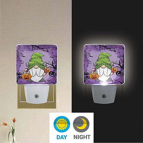 JSTEL Halloween Gnome Night Light Plug in Wall Decorative,Halloween Gnome Nightlights with Auto Dusk to Dawn Sensor, Gnome Night Lights Plug into Wall with Light Sensor,2