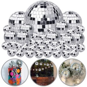 45 pcs 0.78inch 1.57inch 2.36inch 3.54inch disco ball cake decoration ornaments reflective mirror ball cake decoration 70s disco themed party decoration for christmas tree dance music