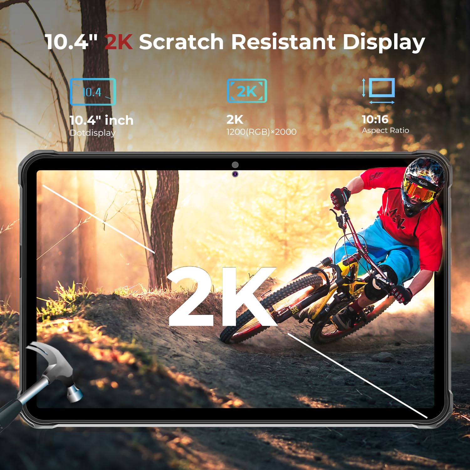 HOTWAV R6 Ultra 2023 Upgrade 10.4 inch Rugged Tablet Android 13,15600mAh 16GB+256GB(2TB) 2K FHD+Outdoor Tablet,16MP+16MP Camera,Octa-Core 4G Dual SIM 5G WiFi,IP68 GPS OTG BT5.0