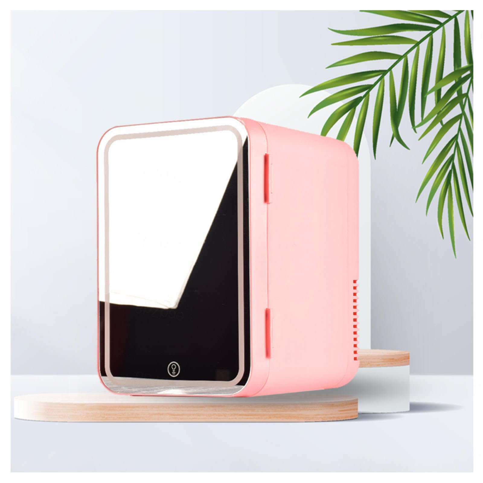 GaRcan Mini Fridge For Bedroom, With Led Mirror, 8L Capacity Cheap Skincare Fridge, Chill Or Heat, Ac 220v, Dc 12v Mini Fridge Skincare, Mini Fridge For Skin Care,White (Pink)