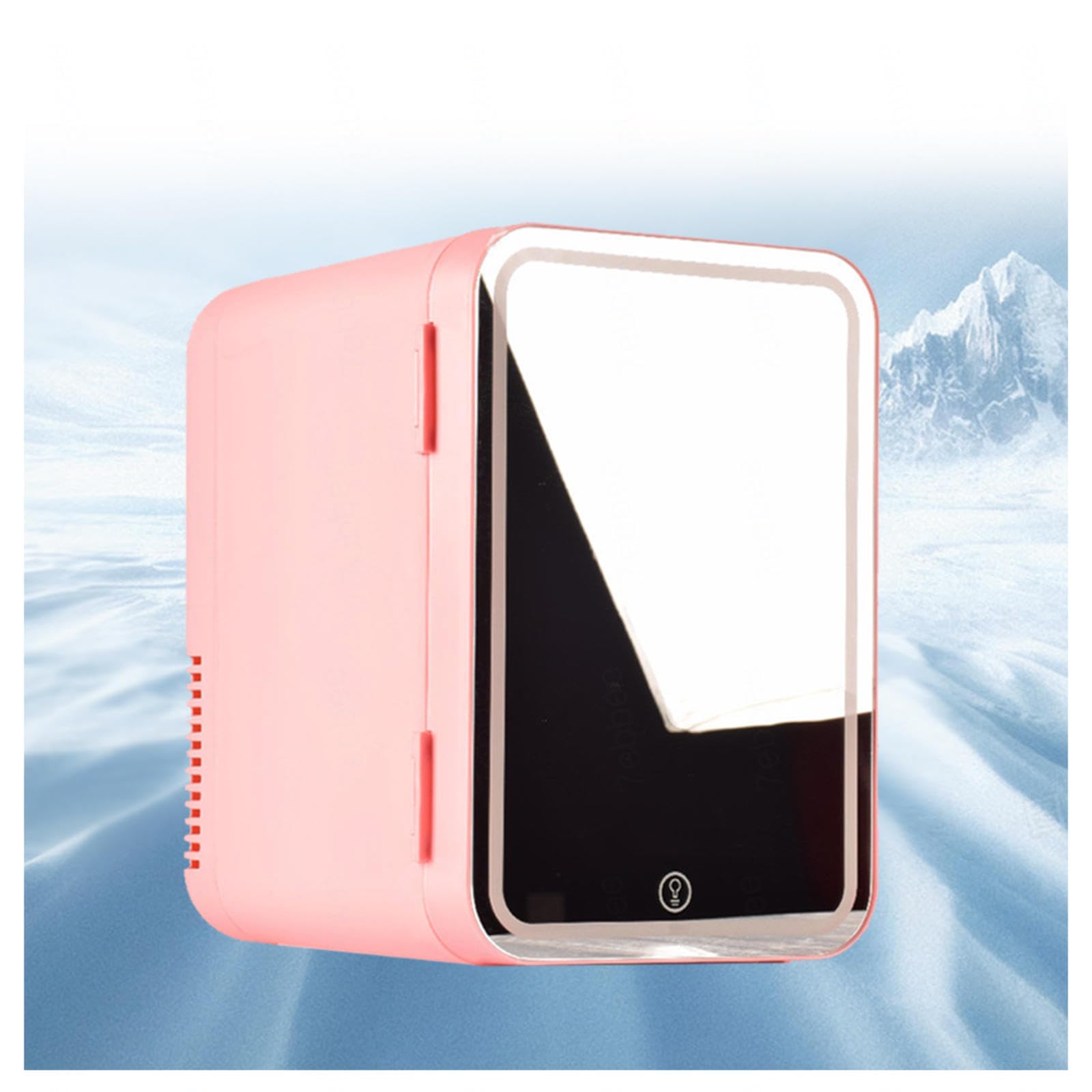 GaRcan Mini Fridge With Led Lights, With Led Mirror, 8L Capacity Skin Care Refrigerator, Hot And Cold, Car And Home Dual Use Skincare Fridge, For Refrigerating Makeup And Food,White (Pink)