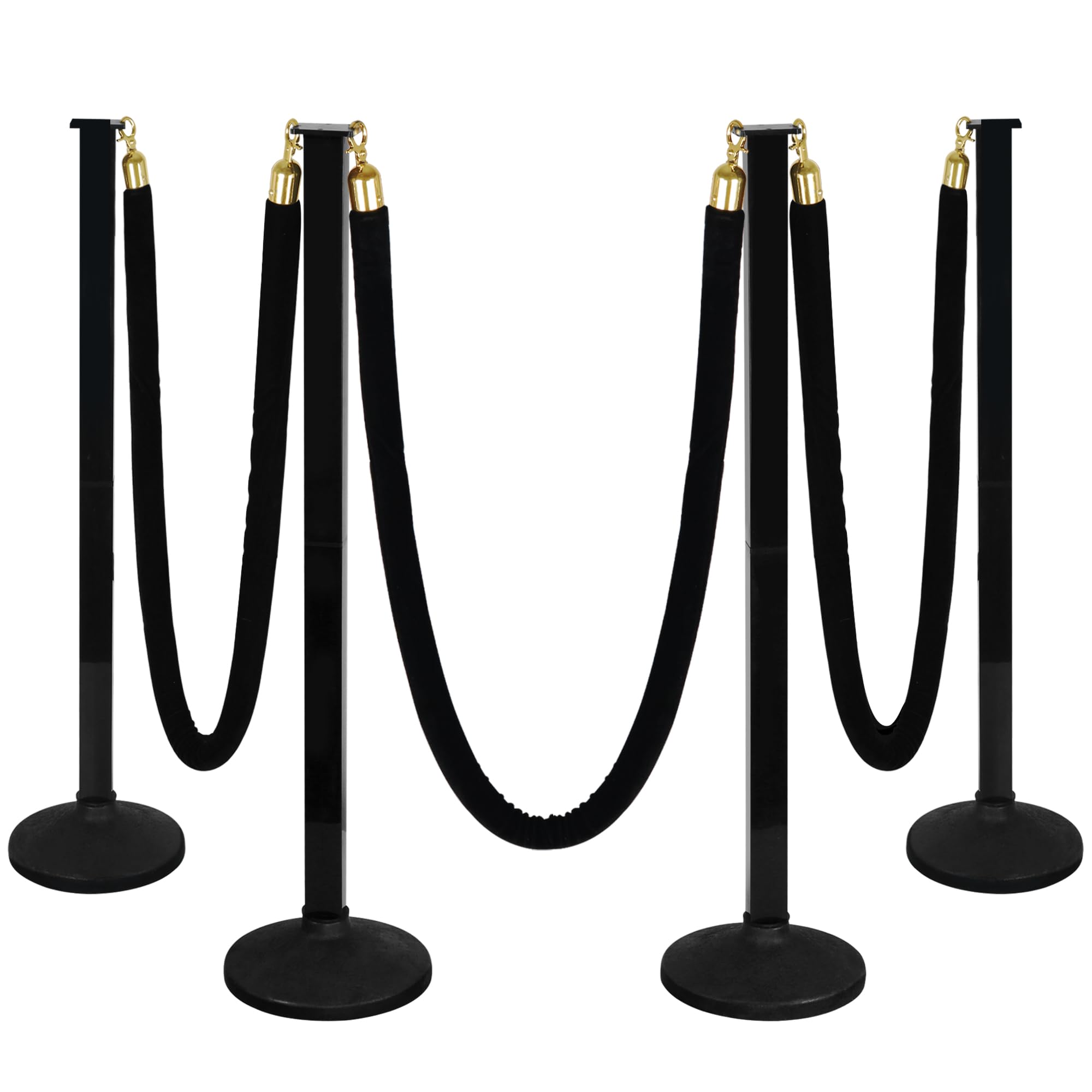 4 Pack Stanchions Post with Velvet Rope, Crowd Control Stanchions, Queue Pole for for Movie Theater, Party Supplies(Red) …