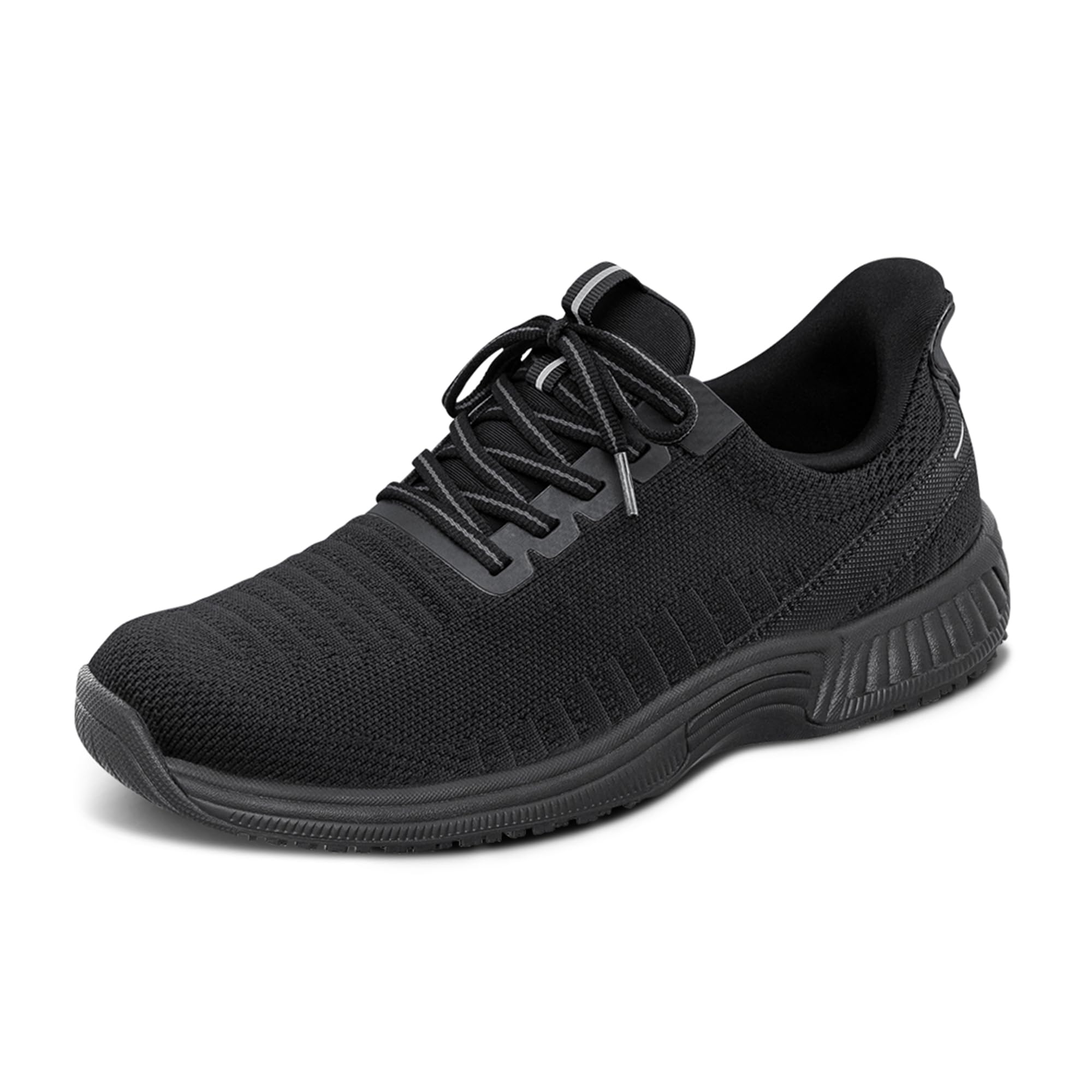 Orthofeet Women's Orthopedic All Black Knit Kita Hands-Free Sneakers, Size 9 Wide