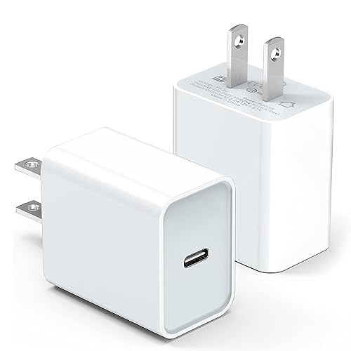 iPhone 15 Charger Block, 20W PD Type C Fast Wall Charger, USB C Charger Block for iPhone 15/15 Pro/15 Pro Max/iPad Pro/AirPods [2 Pack]