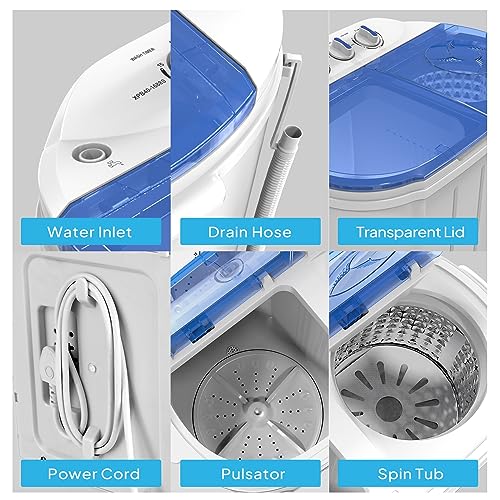 ROVSUN 11LBS Portable Washing Machine, Electric Mini Twin Tub Washer with Spin Dryer, Washer(7LBS) and Spinner(4LBS), Great for Home Dorms Apartments RV Camping