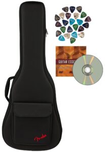 fender busker dreadnought gigcase - black bundle with picks and austin bazaar instructional dvd