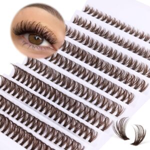 brown lash individuals 200 pcs natural wispy brown eyelashes extension d curl false cluster lashes brown fake eyelashes clusters