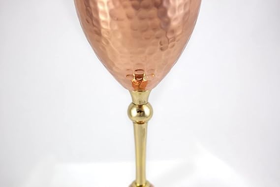 100% Pure Hammered Copper Wine Glass - 14 Oz Glass For Red Wine, White Wine, Champagne Prosecco, Mimosas Or Sangria Or Your Favorite Drink - Perfect For Everyday Use And Special Occasions