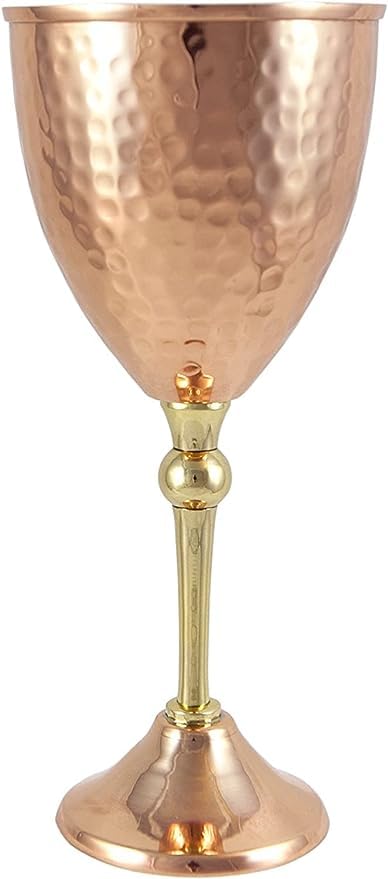 100% Pure Hammered Copper Wine Glass - 14 Oz Glass For Red Wine, White Wine, Champagne Prosecco, Mimosas Or Sangria Or Your Favorite Drink - Perfect For Everyday Use And Special Occasions