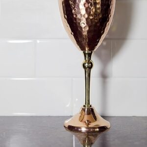 100% Pure Hammered Copper Wine Glass - 14 Oz Glass For Red Wine, White Wine, Champagne Prosecco, Mimosas Or Sangria Or Your Favorite Drink - Perfect For Everyday Use And Special Occasions