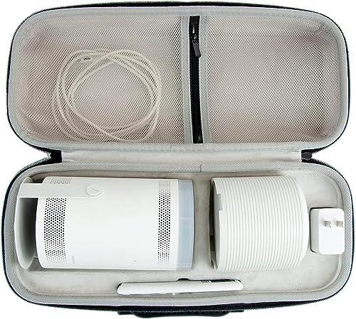 rokeblau Carrying Case For Samsung Freestyle Projector & The Freestyle 2nd Gen Projector and Battery, EVA Portable Protective Case With Durable Hand Strap, With Mesh Pocket For Accessories