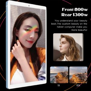 GLOGLOW 10.1 Inch Tablet, Tablet PC 4GB 64GB 8000mAh Front 800w Rear 1300w Blue for Android 11.0 for Reading (US Plug)