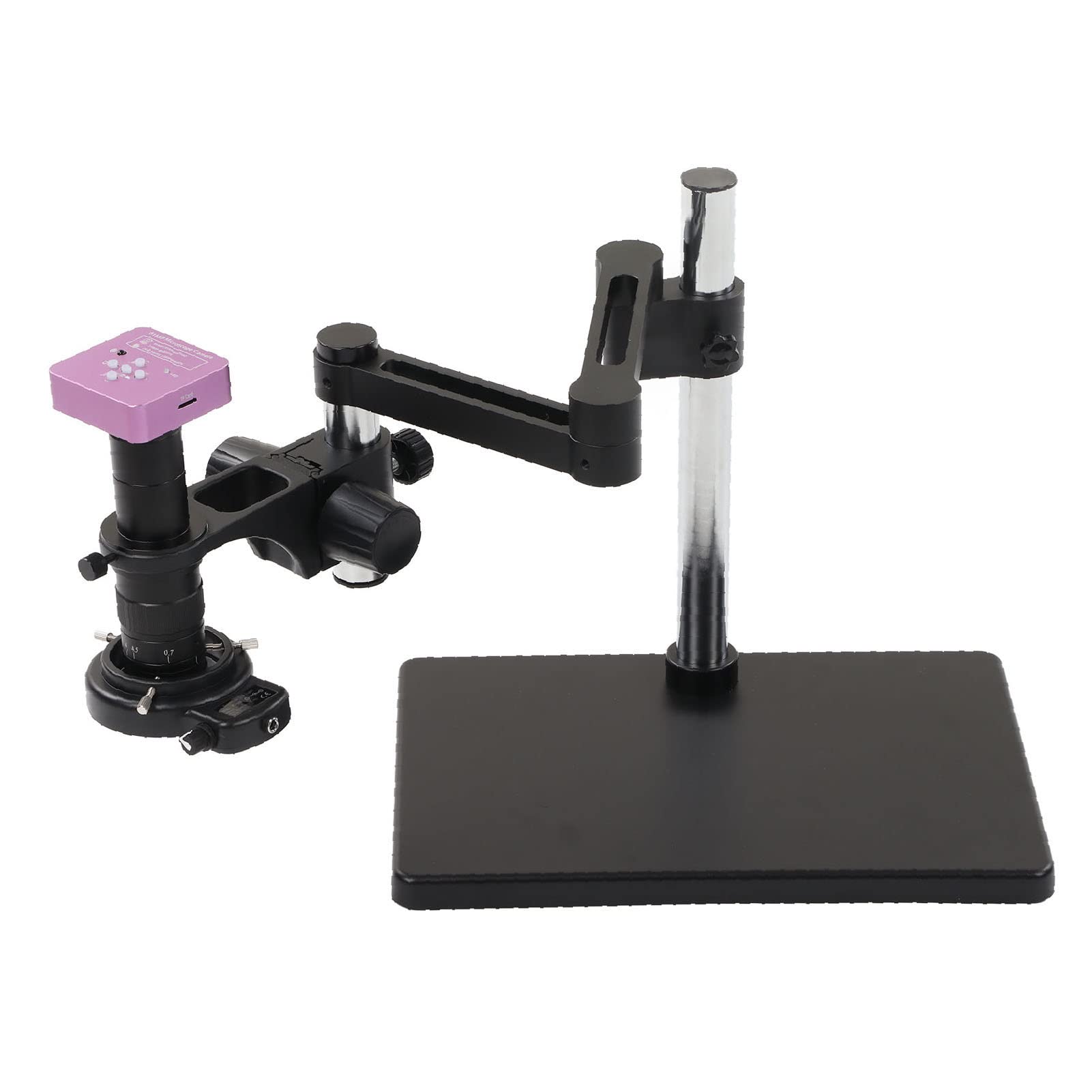 Industrial Microscope Kit, High Refractive Index Microscope Camera Kit USB Output 100‑240V Rotatable 180X for Teaching Demonstration (US Plug)