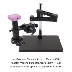 Industrial Microscope Kit, High Refractive Index Microscope Camera Kit USB Output 100‑240V Rotatable 180X for Teaching Demonstration (US Plug)