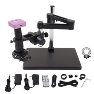 Industrial Microscope Kit, High Refractive Index Microscope Camera Kit USB Output 100‑240V Rotatable 180X for Teaching Demonstration (US Plug)