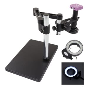 Industrial Microscope Kit, High Refractive Index Microscope Camera Kit USB Output 100‑240V Rotatable 180X for Teaching Demonstration (US Plug)