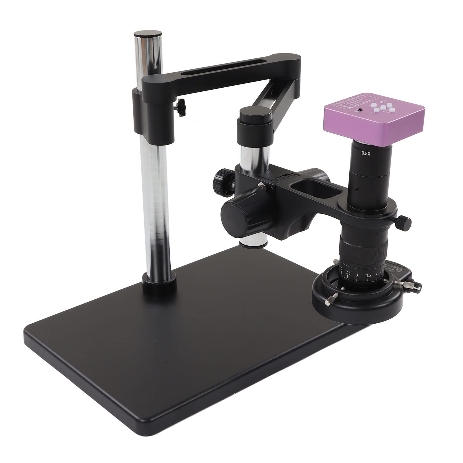 Industrial Microscope Kit, High Refractive Index Microscope Camera Kit USB Output 100‑240V Rotatable 180X for Teaching Demonstration (US Plug)