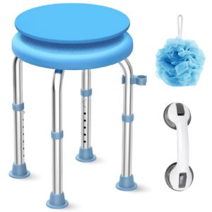 medhelp shower stool for bathtub, fsa/hsa eligible stainless steel shower chair for inside shower, tool free assembly, adjustable anti slip bath seat, padded shower bench for elderly handicap seniors