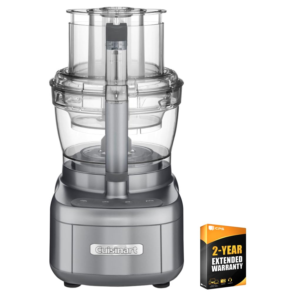 Cuisinart FP-2GM Elemental Food Processor with 11-Cup and 4.5-Cup Workbowls, Gunmetal Bundle with 2 YR CPS Enhanced Protection Pack