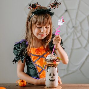 24Pcs Halloween party favors, Party Straw for Halloween Decorations Pumpkin Ghost Cat Halloween themed Party Straws for kids Girls Boys Favors