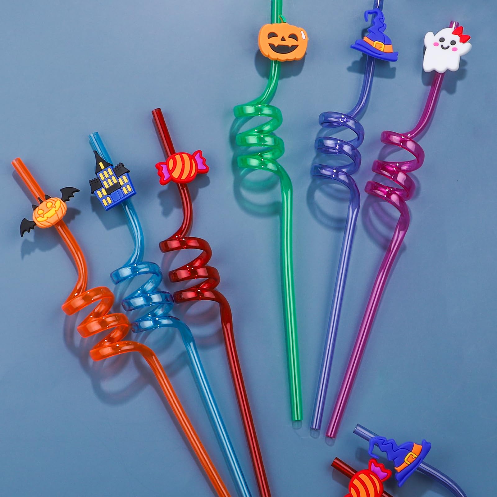 24Pcs Halloween party favors, Party Straw for Halloween Decorations Pumpkin Ghost Cat Halloween themed Party Straws for kids Girls Boys Favors