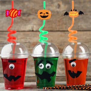 24Pcs Halloween party favors, Party Straw for Halloween Decorations Pumpkin Ghost Cat Halloween themed Party Straws for kids Girls Boys Favors