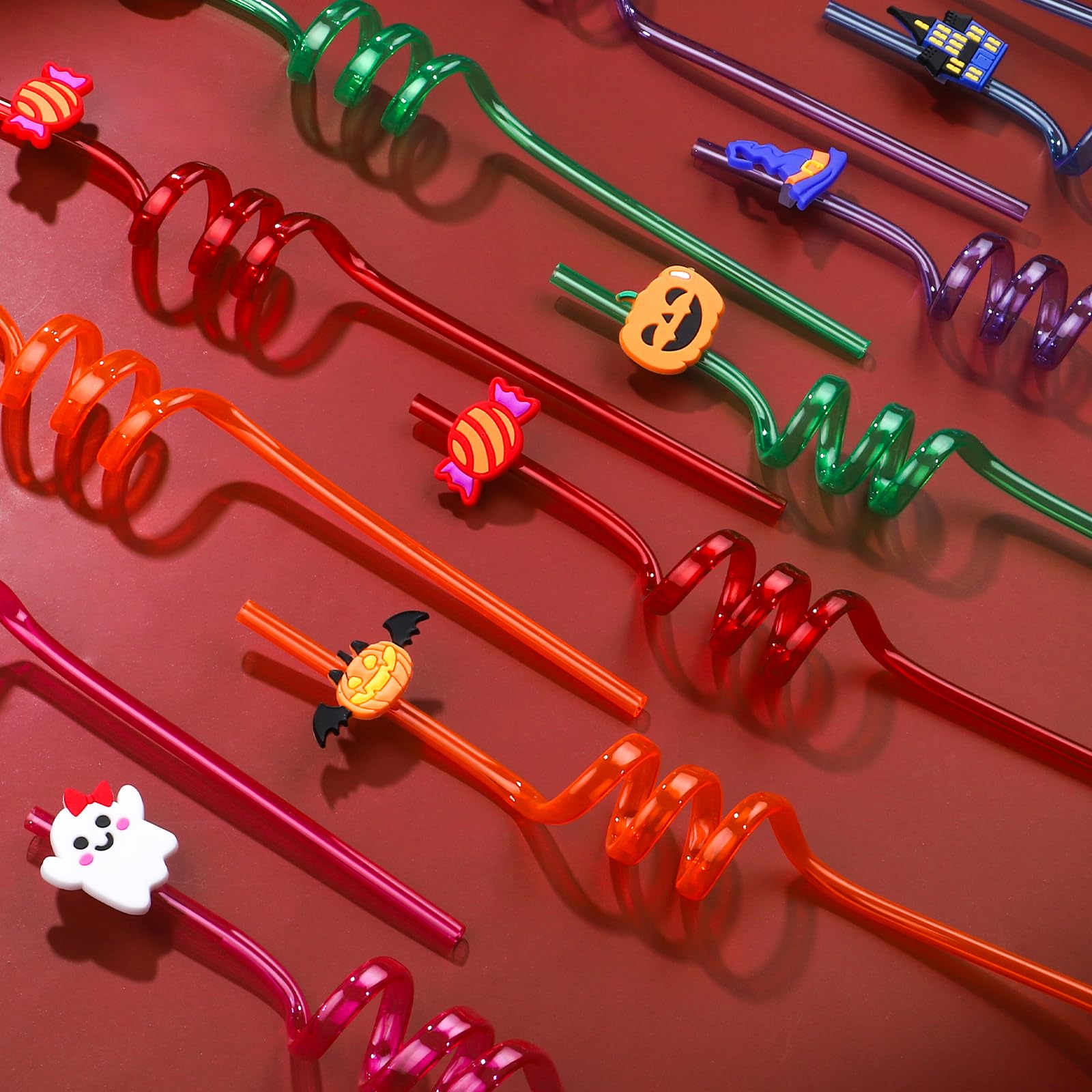 24Pcs Halloween party favors, Party Straw for Halloween Decorations Pumpkin Ghost Cat Halloween themed Party Straws for kids Girls Boys Favors