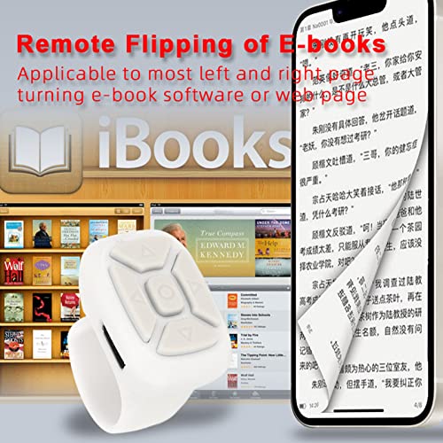 Phone Remote Control Shutter, Smart Phone Remote Control Page Turner Multifunctional Often Used for Reading Novels (White)