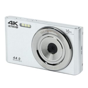 4k hd camera, 16x digital zoom, impactresistant plastic housing, easytouse 2.8 inch screen for recording (silver)