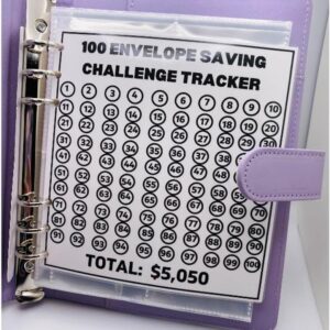 YiYLunneo 100 Envelope Challenge Binder,Easy & Fun Way to Save $5,050,Budget Binder Savings Challenge Book,Savings Challenges Budget Book Binder,Budget Planner Book for Budgeting (Color : Blue)