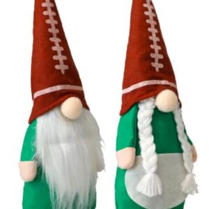 Gnomes Plush - Football Decor (2Pc Set) These Adorable Large Creatures are Perfect for Any Sports Team Fan - 14in Tall Stuffed Swedish Tomte Gnome - American Football Rugby Decoration