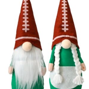 Gnomes Plush - Football Decor (2Pc Set) These Adorable Large Creatures are Perfect for Any Sports Team Fan - 14in Tall Stuffed Swedish Tomte Gnome - American Football Rugby Decoration