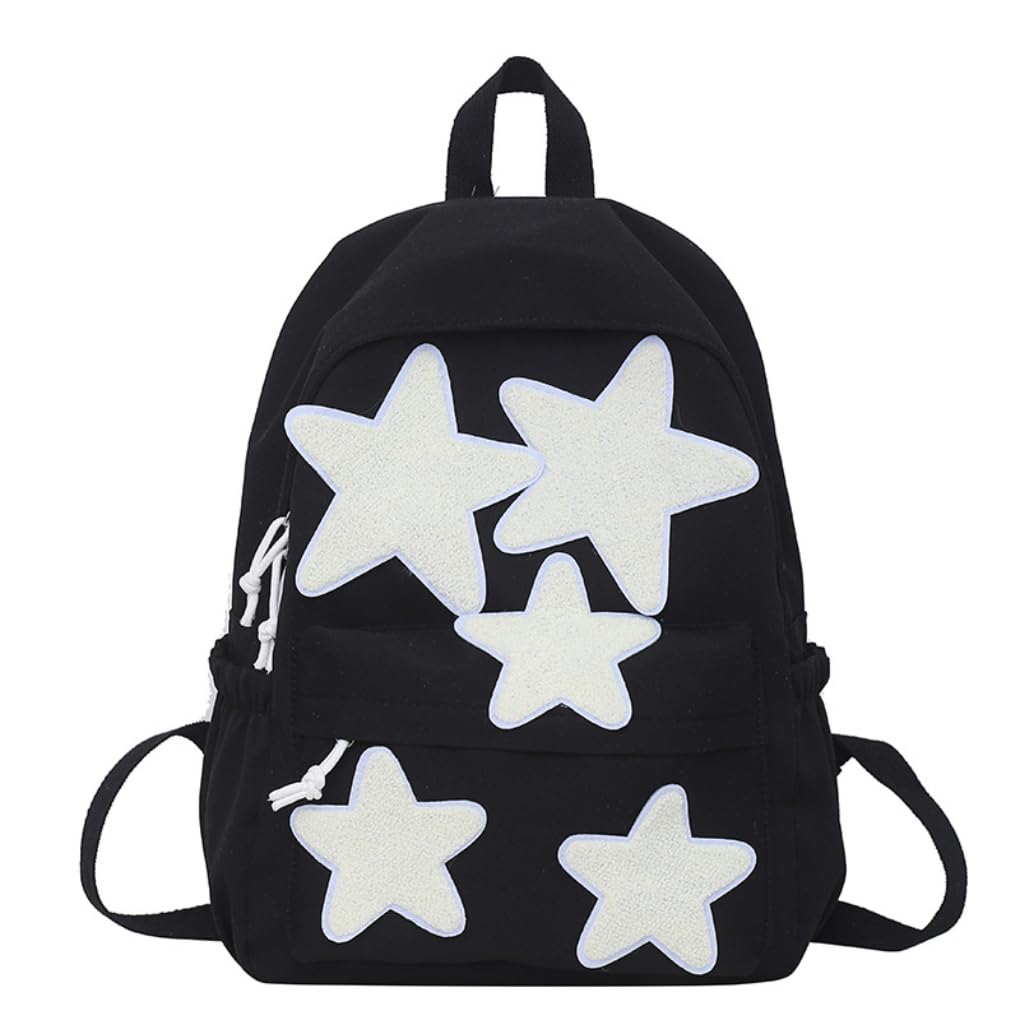 irLocy Star Backpack Y2K Backpack Preppy Backpack Aesthetic Backpack Kawaii Cute Back to College Preppy Y2K Accessories (black)