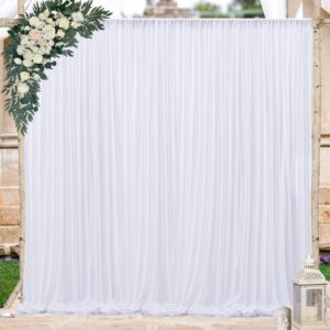 10x10ft White Backdrop Curtain for Parties Wrinkle Free Wedding Baby Shower Curtain Backdrops for Birthday Party Background Decorations White Fabric Drapes Photography Backdrop 5x10ft, 2 Panels