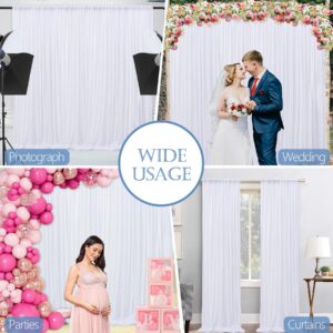 10x10ft White Backdrop Curtain for Parties Wrinkle Free Wedding Baby Shower Curtain Backdrops for Birthday Party Background Decorations White Fabric Drapes Photography Backdrop 5x10ft, 2 Panels