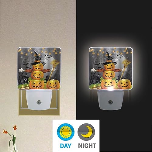 JSTEL Halloween Pumpkin Night Light Plug in Wall Decorative,Halloween Nightlights with Auto Dusk to Dawn Sensor, Halloween Night Lights Plug into Wall with Light Sensor