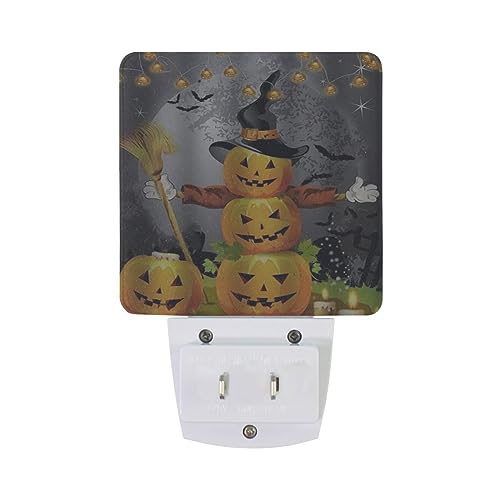 JSTEL Halloween Pumpkin Night Light Plug in Wall Decorative,Halloween Nightlights with Auto Dusk to Dawn Sensor, Halloween Night Lights Plug into Wall with Light Sensor