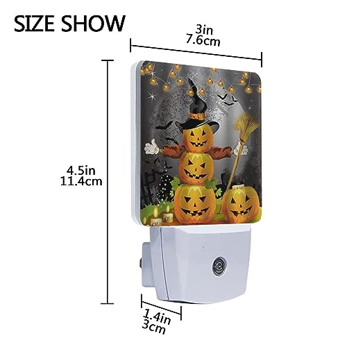 JSTEL Halloween Pumpkin Night Light Plug in Wall Decorative,Halloween Nightlights with Auto Dusk to Dawn Sensor, Halloween Night Lights Plug into Wall with Light Sensor