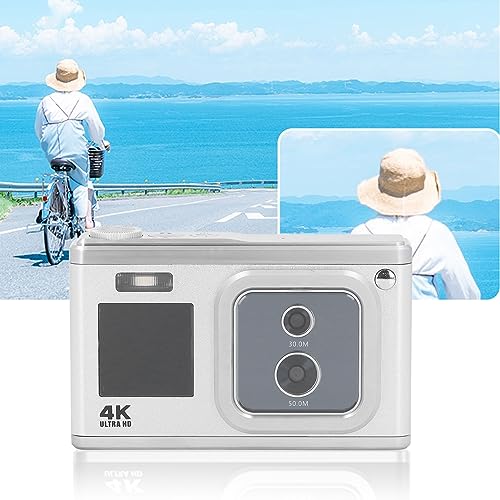 4K Digital Camera, C22 HD Dual Camera & Dual Screen Point and Shoot Camera 16X Zoom, 50MP+30MP Auto Focus Anti Shake Video Camera, Built in Flash, Selfie Preview, Multi Filters