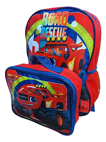 Ruz Blaze the Monster Machine Full Size 16 Inch Backpack with Detachable Lunch Box