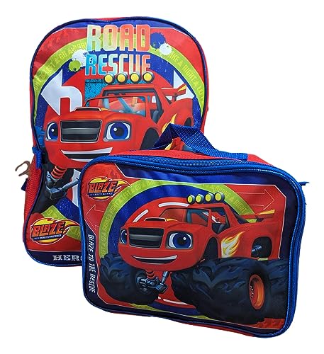 Ruz Blaze the Monster Machine Full Size 16 Inch Backpack with Detachable Lunch Box