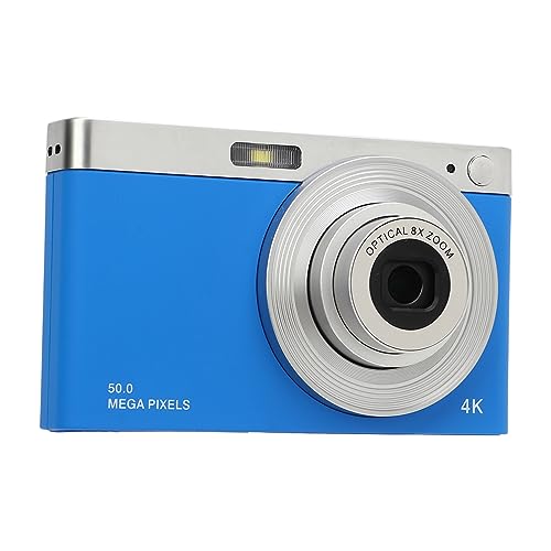 Compact Camera, 50MP Fill Light Portable Digital Camera, 2.88 Inch HD IPS Screen, 16X Zoom AntiShake for Travel (Blue)